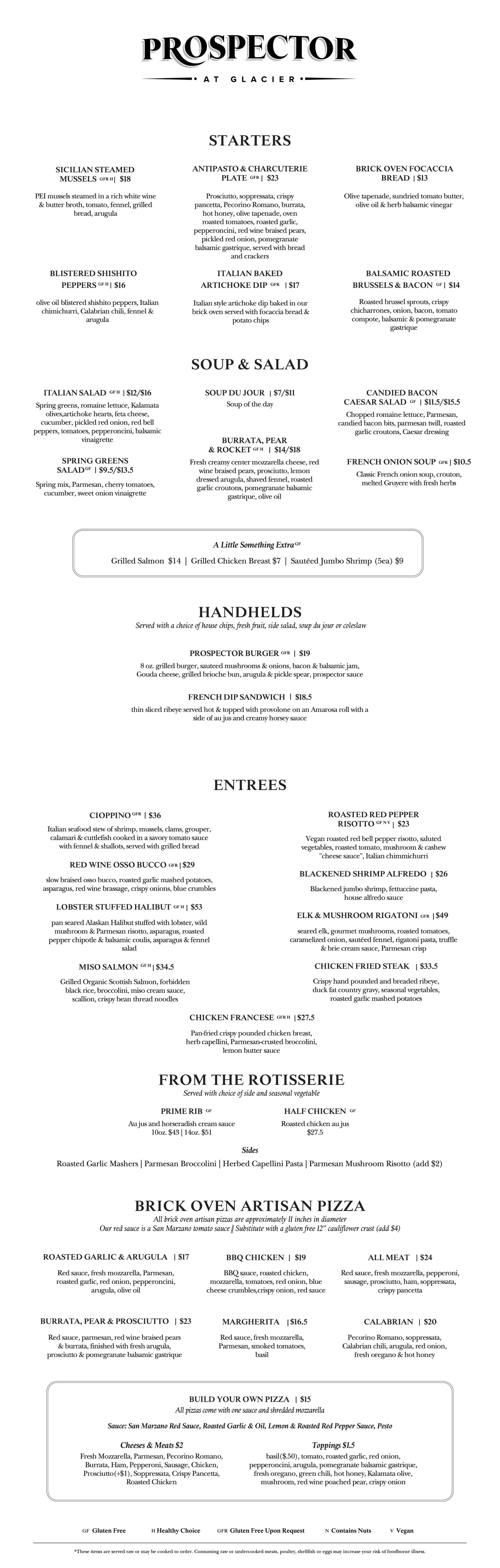 Lunch Dinner wine & beer list Specialty cocktails Dessert